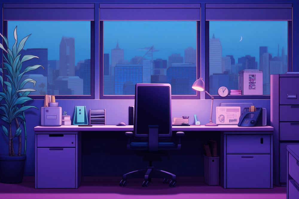 Work cubicle furniture computer office. | Premium Photo Illustration ...