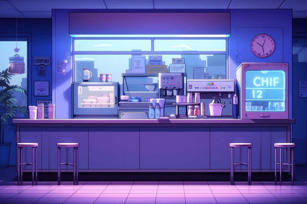 Cafe counter architecture illuminated electronics. | Free Photo ...