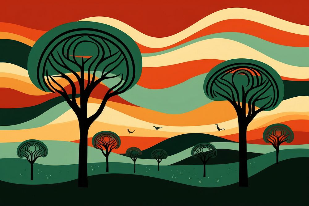 Vector savana forest impressionism art | Premium Photo Illustration ...