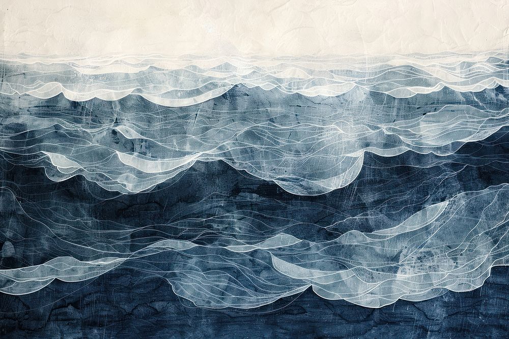Wave ocean etching texture art | Free Photo Illustration - rawpixel
