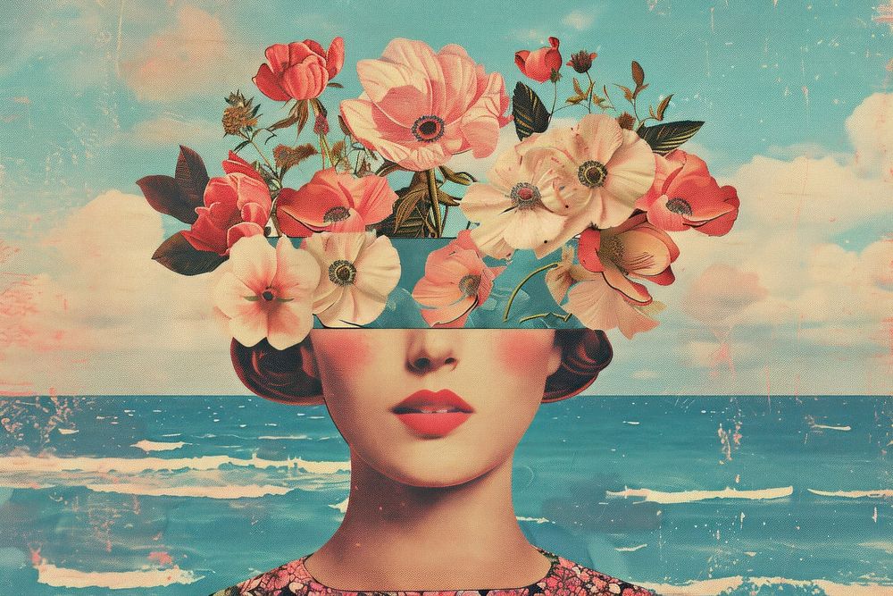 Flower Collage beach scence flower | Free Photo Illustration - rawpixel