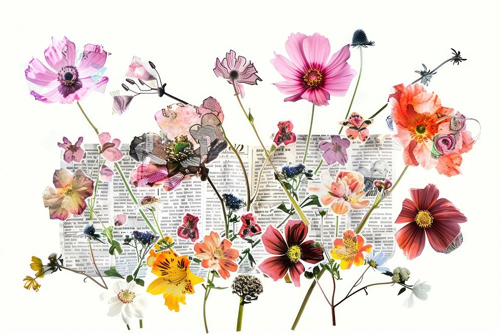 Flower Collage Newspaper collage pattern | Premium Photo Illustration ...