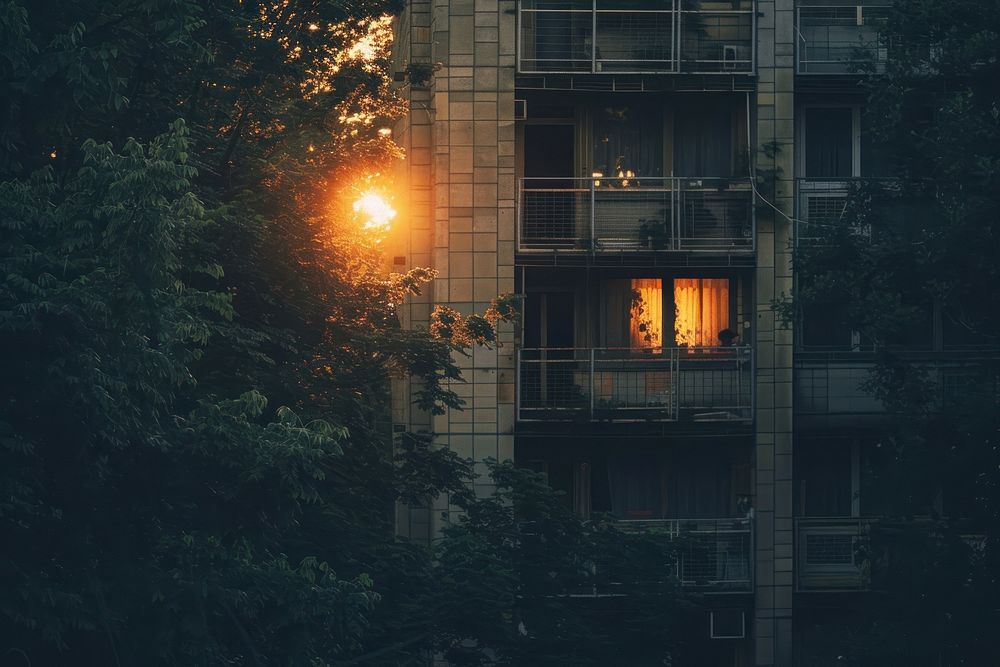 Apartment sunset architecture building housing. | Free Photo - rawpixel