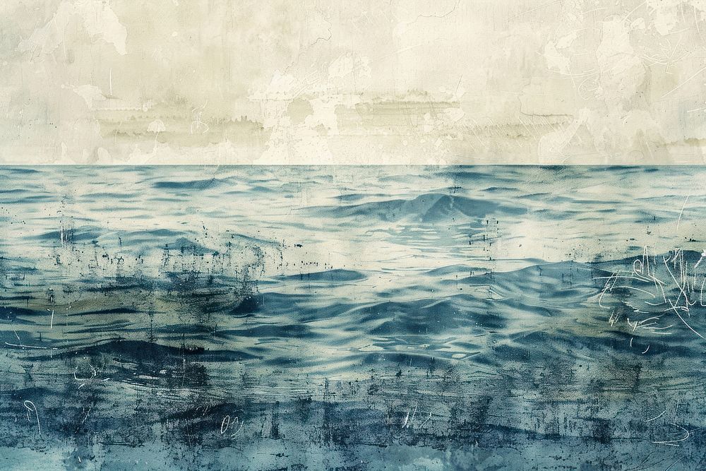 Beach etching art painting outdoors. | Free Photo Illustration - rawpixel