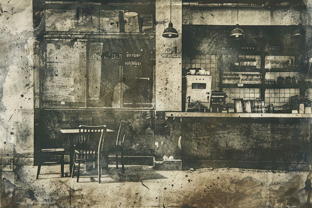 Coffee shop etching architecture restaurant | Free Photo Illustration ...