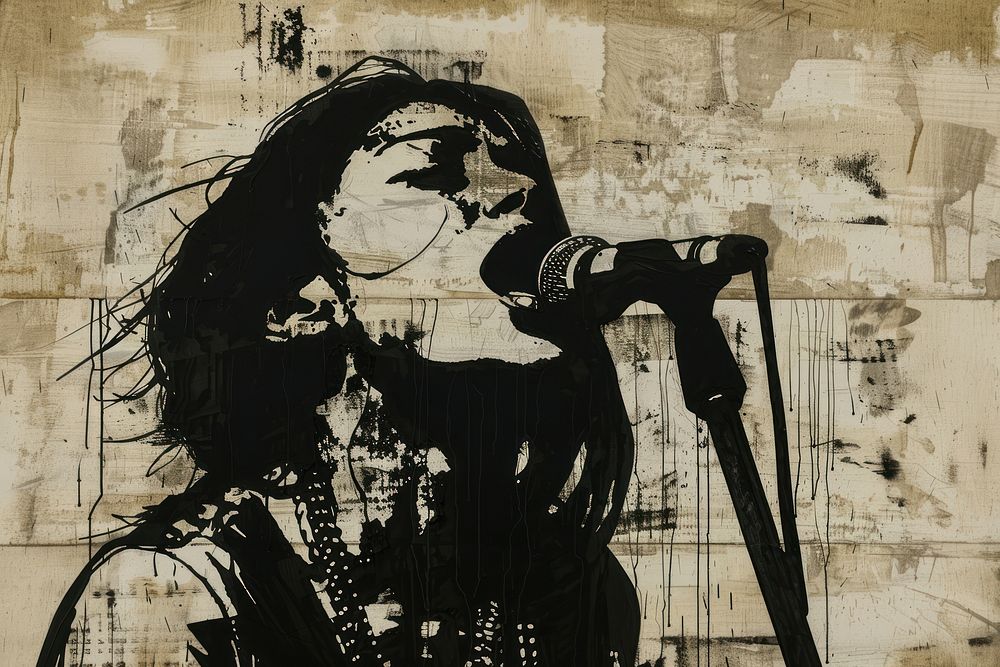 Female singer etching art wedding | Free Photo Illustration - rawpixel