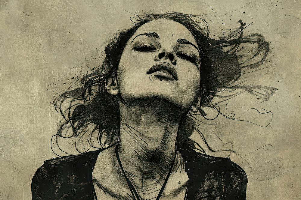 Female singer etching art photography | Free Photo Illustration - rawpixel