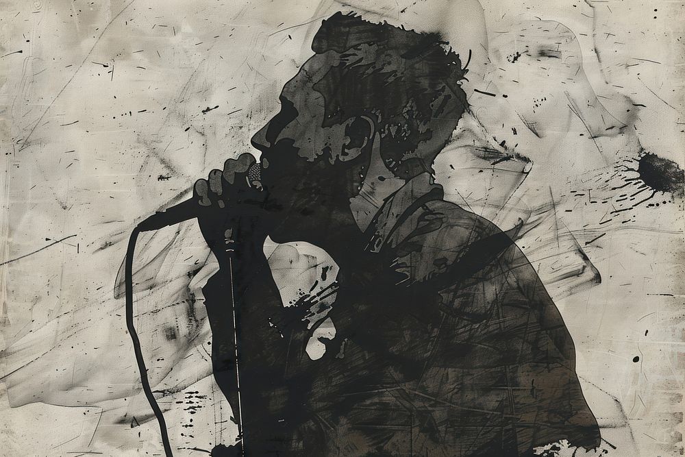Male singer etching art photography | Free Photo Illustration - rawpixel