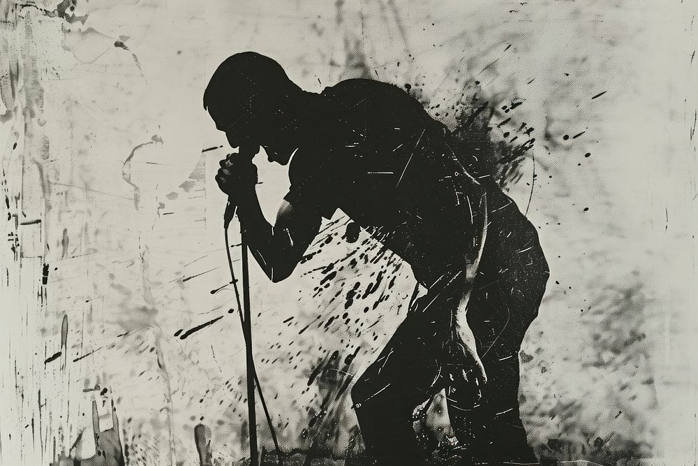 Male singer etching art photography | Free Photo Illustration - rawpixel