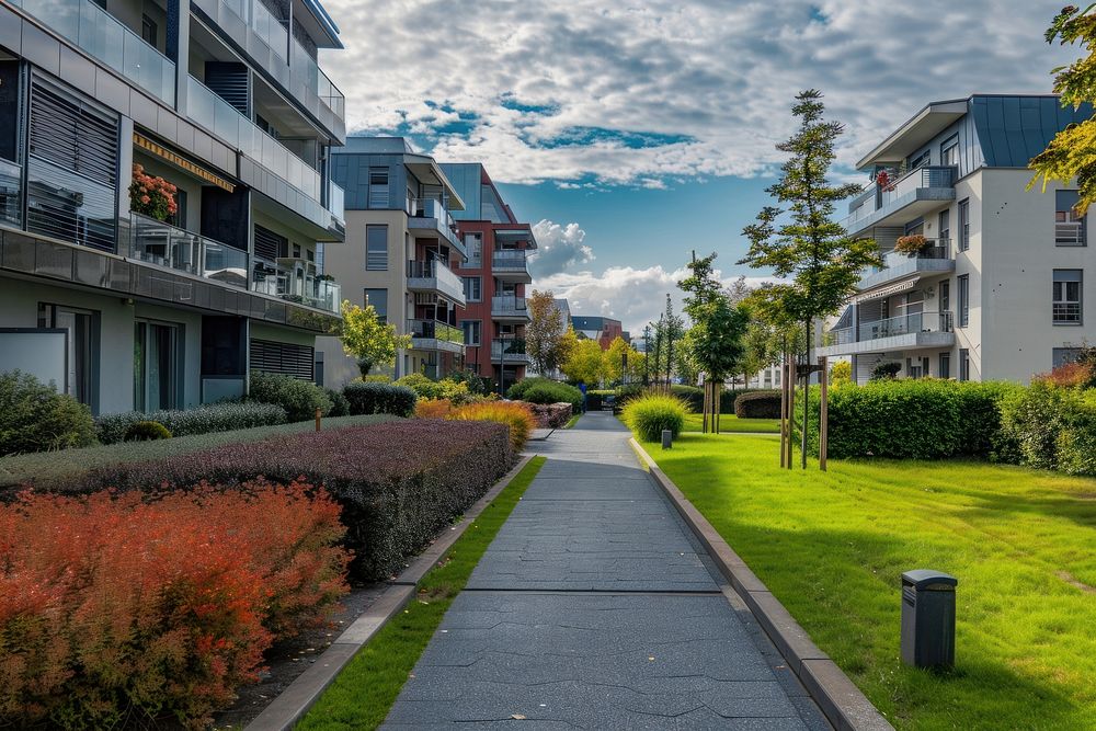Apartment buildings city neighborhood architecture. | Free Photo - rawpixel