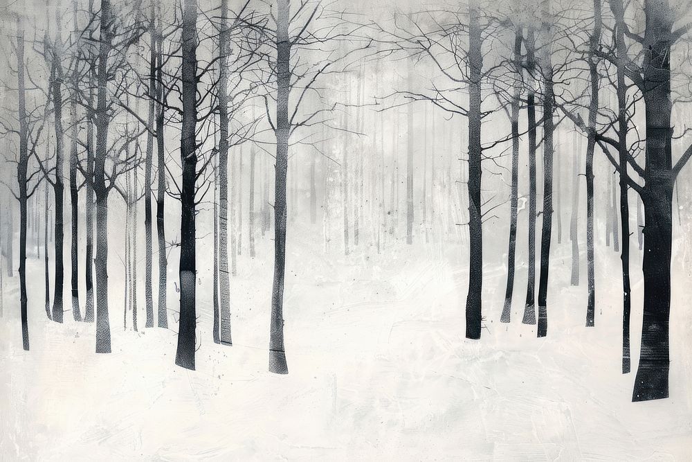 Snow forest etching snow art | Premium Photo Illustration - rawpixel