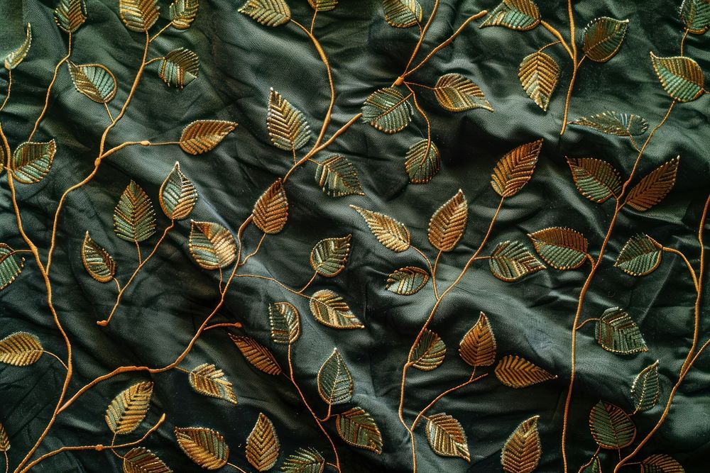 Embroidered leaf Satin pattern fabric | Free Photo - rawpixel