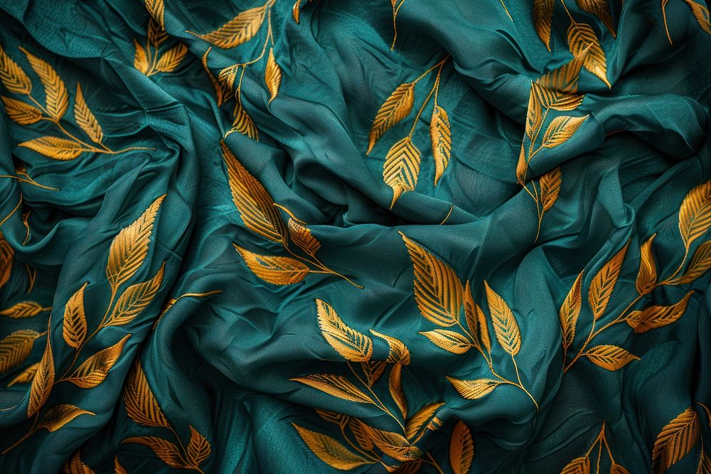 Embroidered leaf Satin pattern fabric | Free Photo - rawpixel