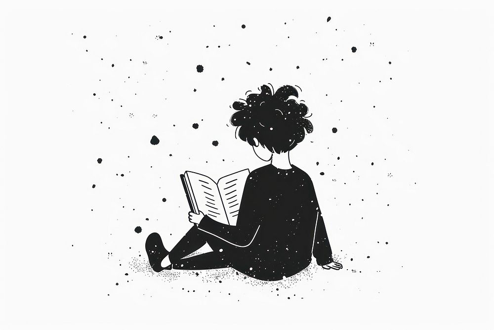 Reading book art illustrated. | Free Photo Illustration - rawpixel