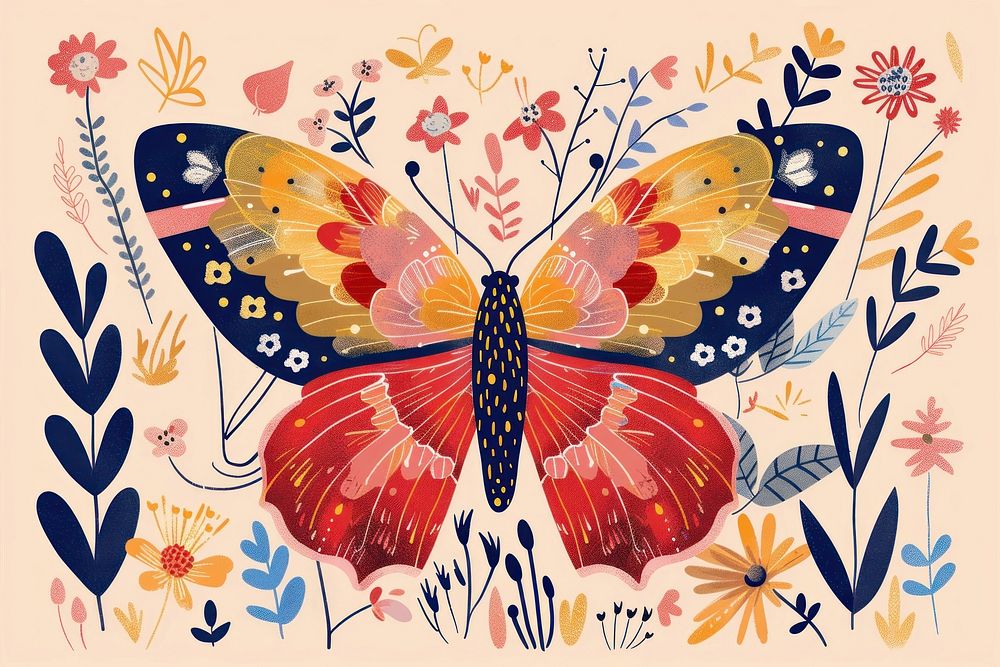 Boho Vector Art butterfly art | Free Photo Illustration - rawpixel
