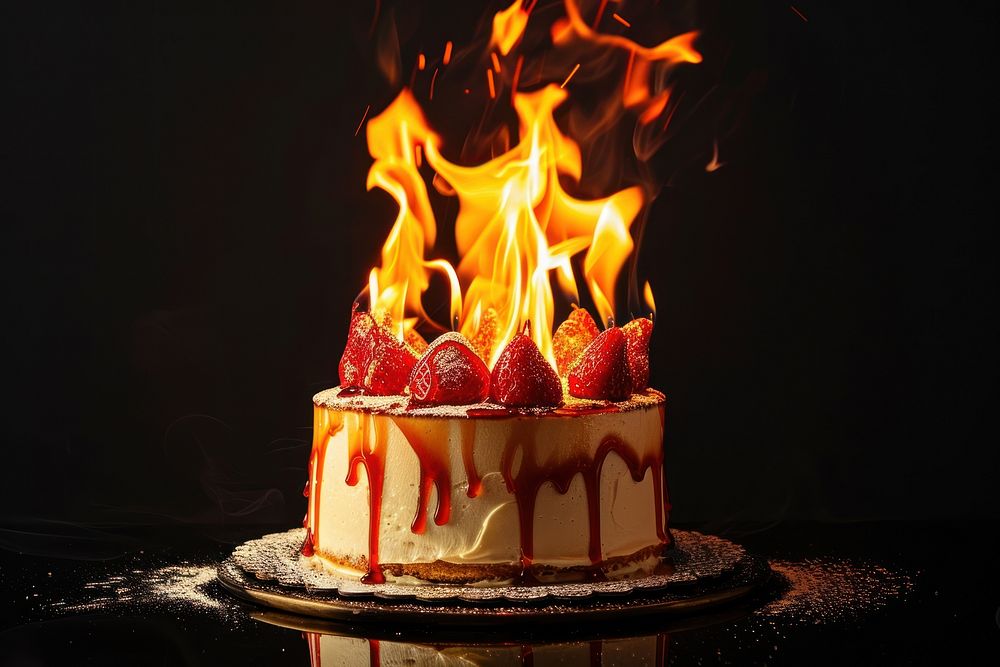 Cake flame fire cheesecake. | Free Photo - rawpixel