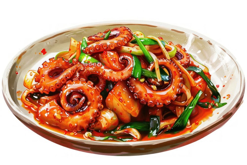 Korean stir fried octopus invertebrate | Free Photo Illustration - rawpixel