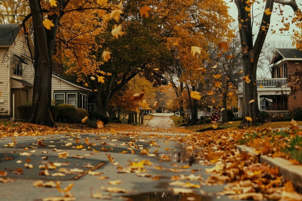 Autumn fall neighborhood suburb plant. | Free Photo - rawpixel