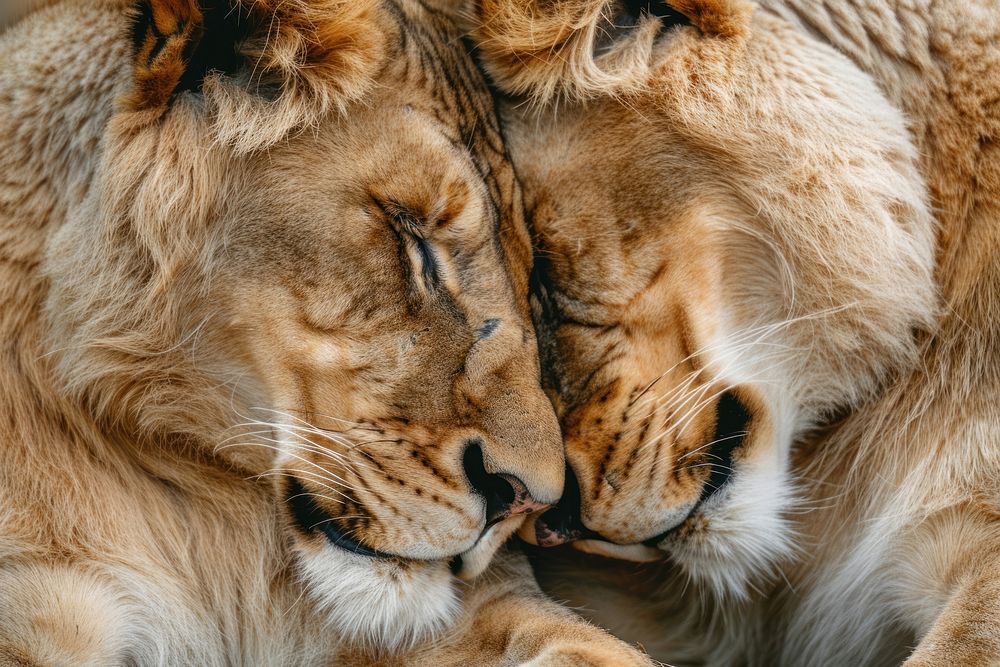 Lions cuddling wildlife panther leopard. | Free Photo - rawpixel