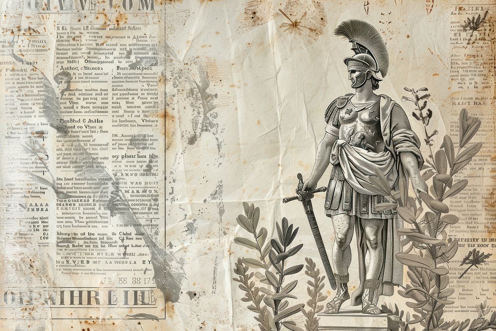 Gladiator rome ephemera border newspaper | Premium Photo Illustration ...