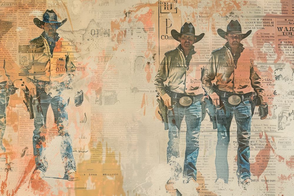 Pastel cowboys ephemera border backgrounds | Premium Photo Illustration ...