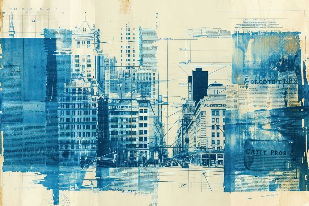 Blue city blueprint plans architecture | Premium Photo Illustration ...