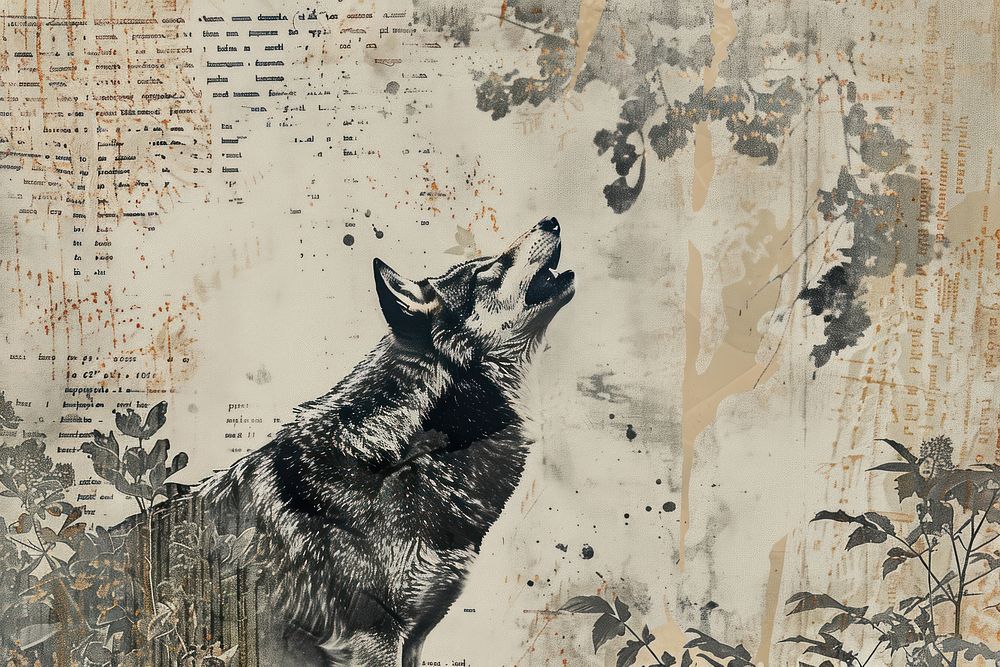 Wolf howling ephemera border backgrounds | Free Photo Illustration ...