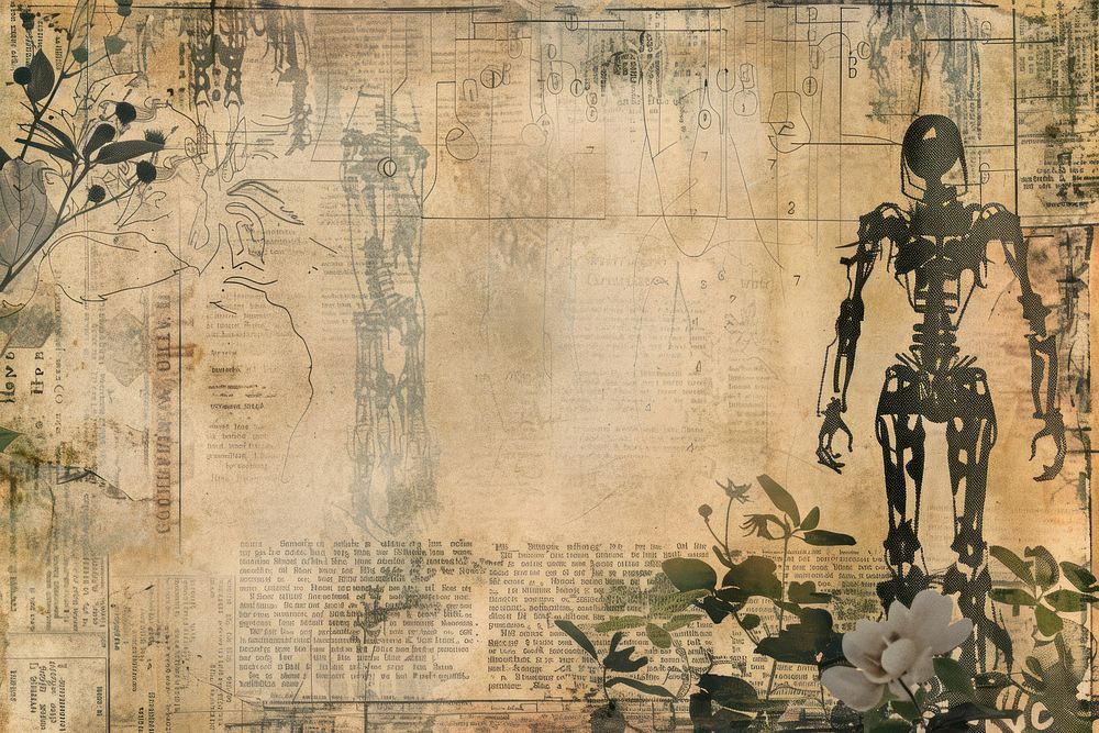 Robots walking ephemera border backgrounds | Premium Photo Illustration ...