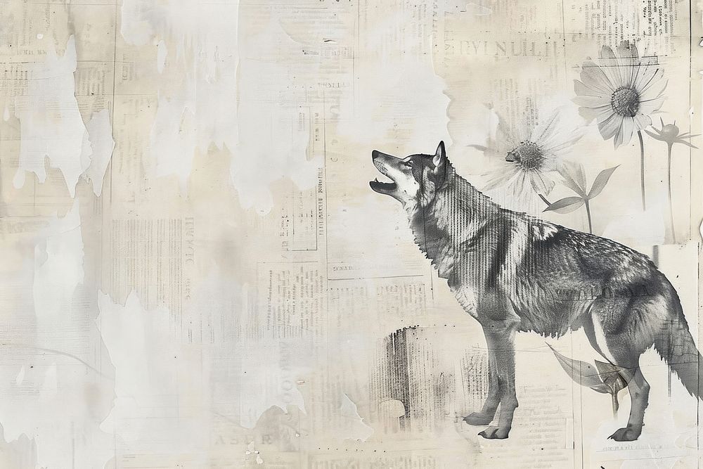 Wolf howling ephemera border backgrounds | Free Photo Illustration ...