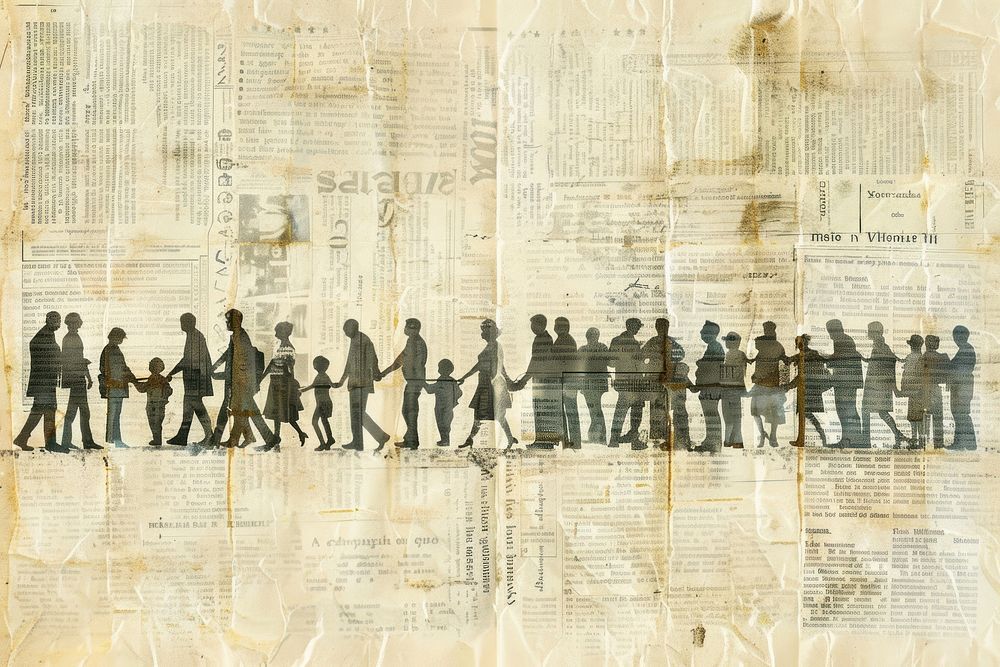 Many people holding hands ephemera | Free Photo Illustration - rawpixel