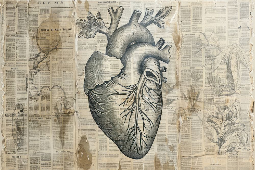 Beating heart ephemera border drawing | Premium Photo Illustration ...