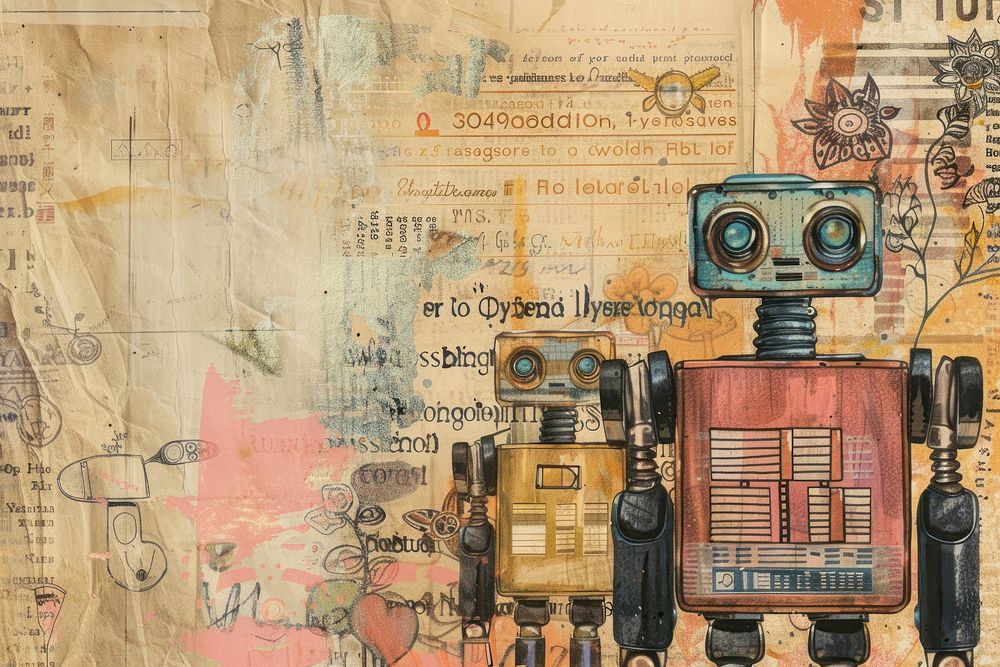 Robots marching ephemera border backgrounds | Premium Photo ...