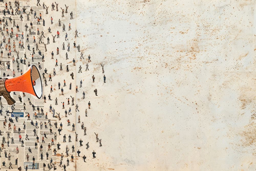 People crowd megaphone ephemera border | Premium Photo Illustration ...