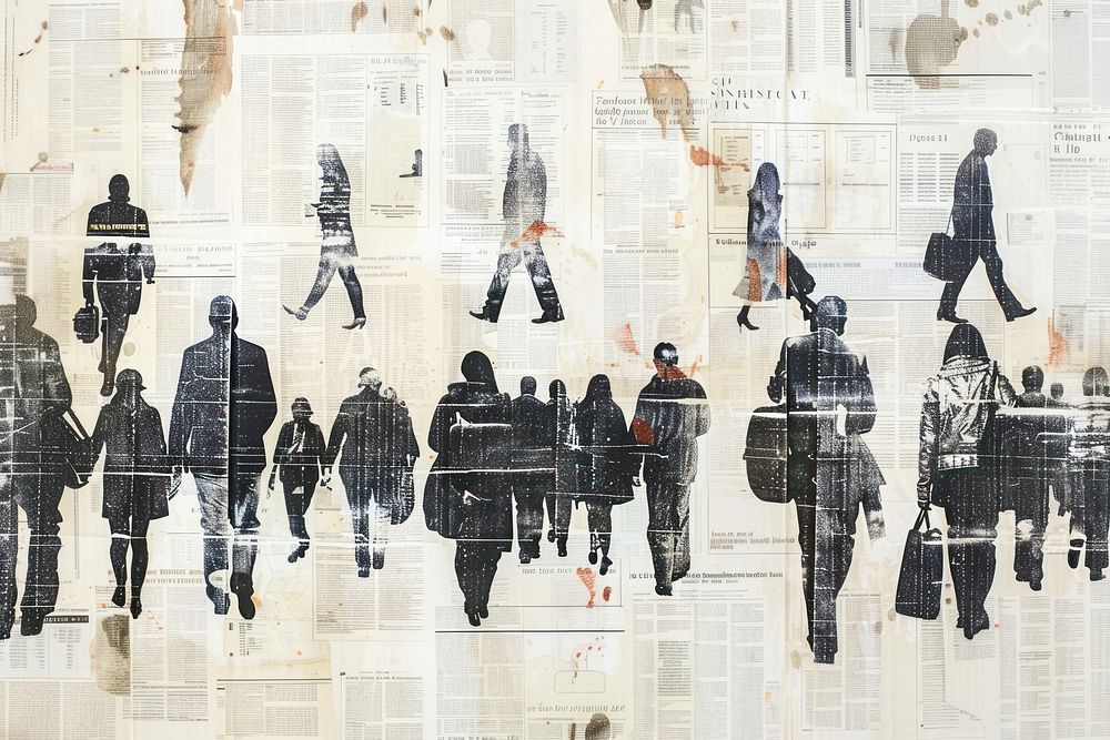 Business people commuting ephemera border | Free Photo Illustration ...