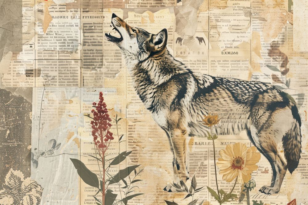 Wolf howling ephemera border backgrounds | Free Photo Illustration ...