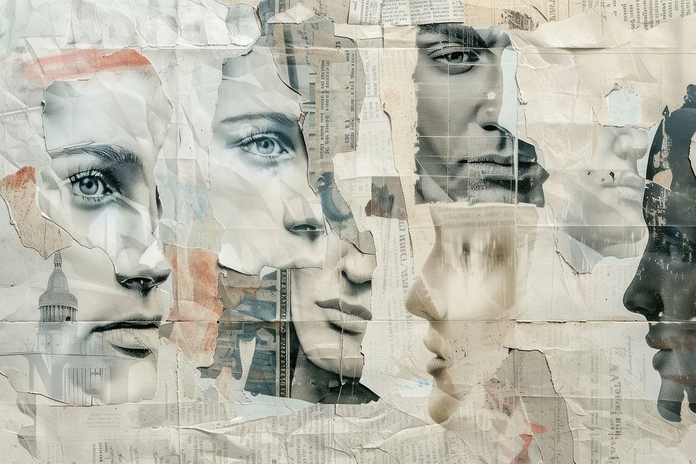 Diverse faces ephemera border collage | Premium Photo Illustration ...