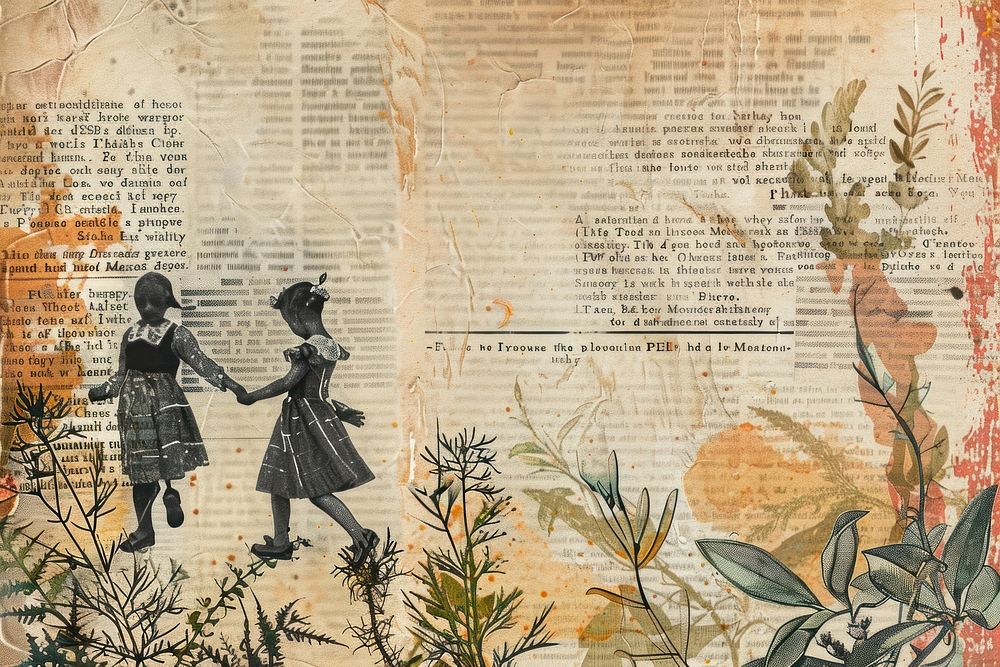 Children dancing ephemera border drawing | Free Photo Illustration ...