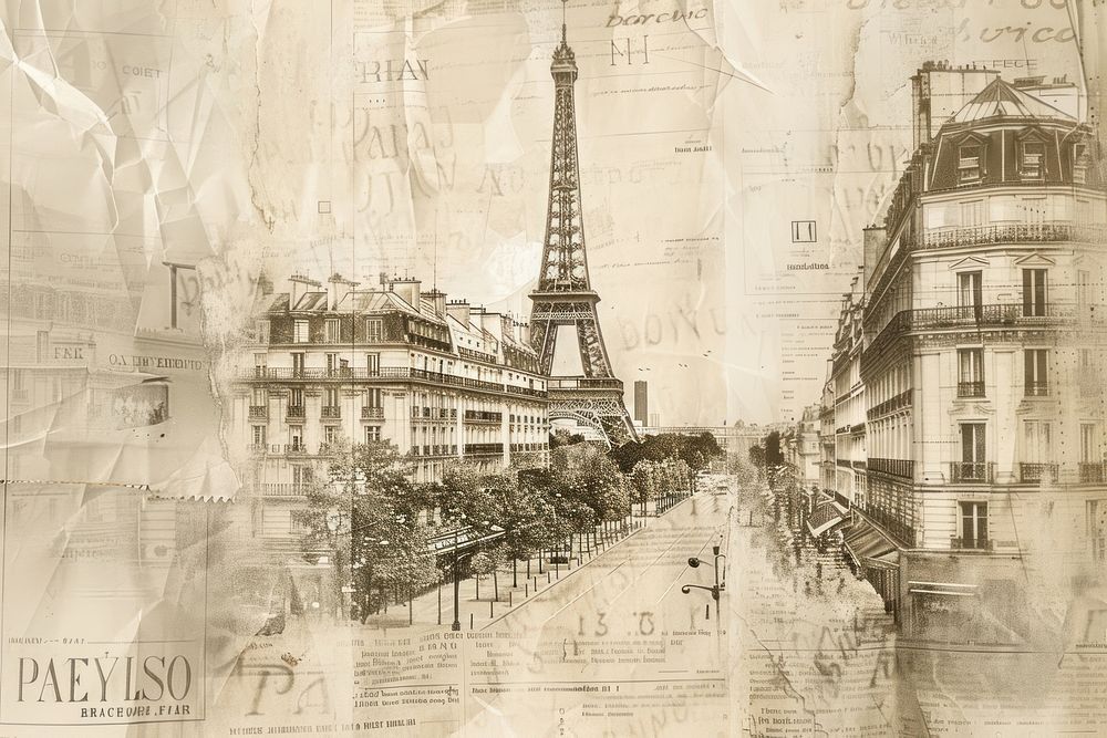 Paris ephemera border drawing architecture | Premium Photo Illustration ...