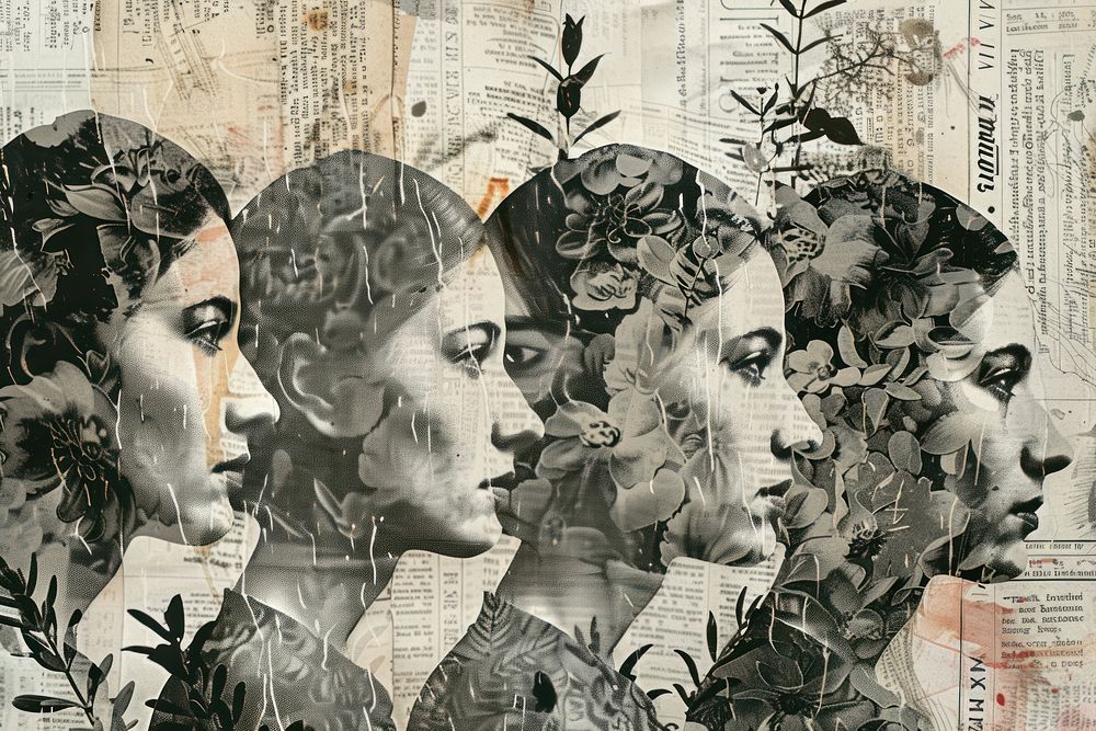 People faces diverse ephemera border | Premium Photo Illustration ...