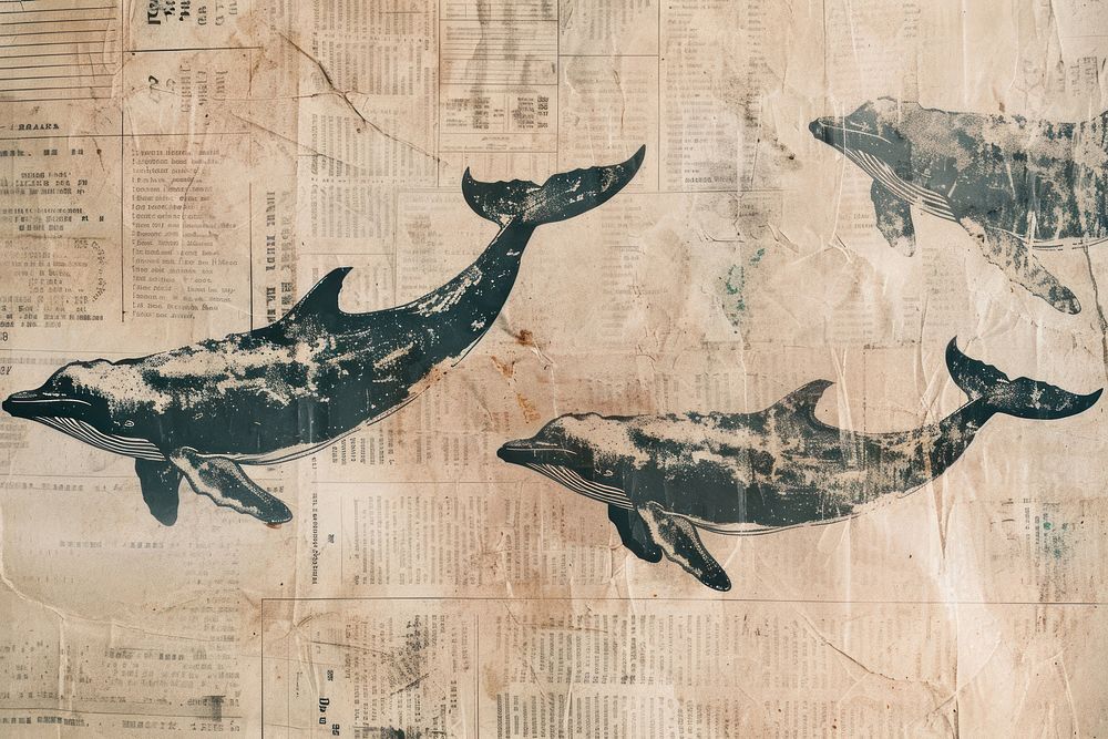 Whales jumping ephemera border dolphin | Premium Photo Illustration ...