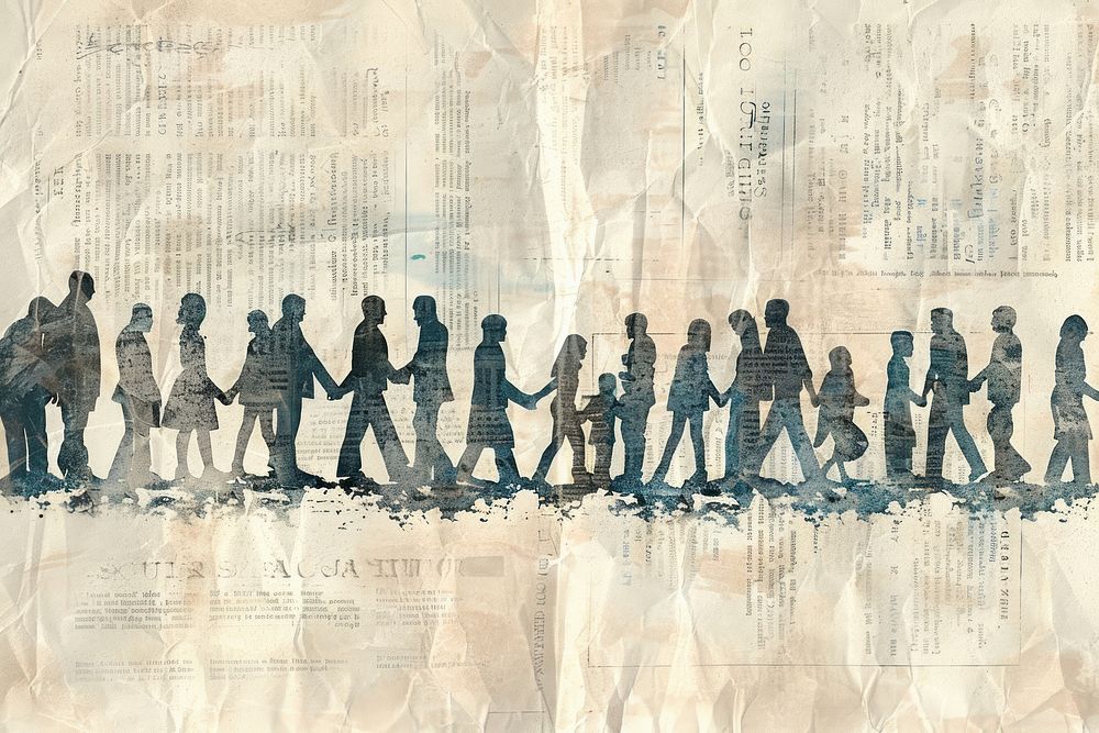 Many people holding hands ephemera | Free Photo Illustration - rawpixel