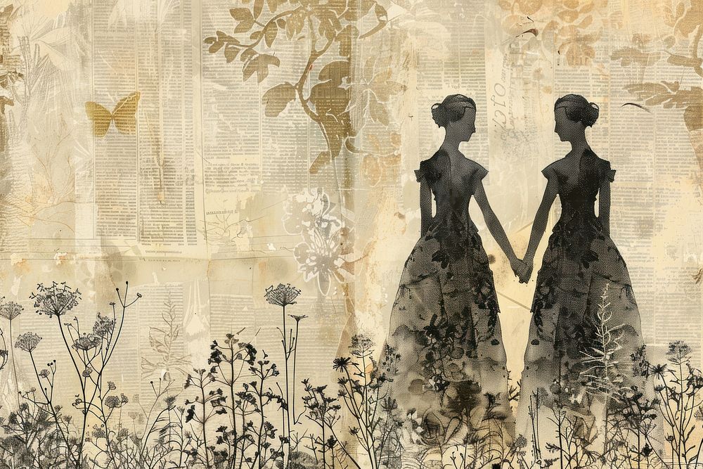 Lesbien women holding hands ephemera | Premium Photo Illustration ...