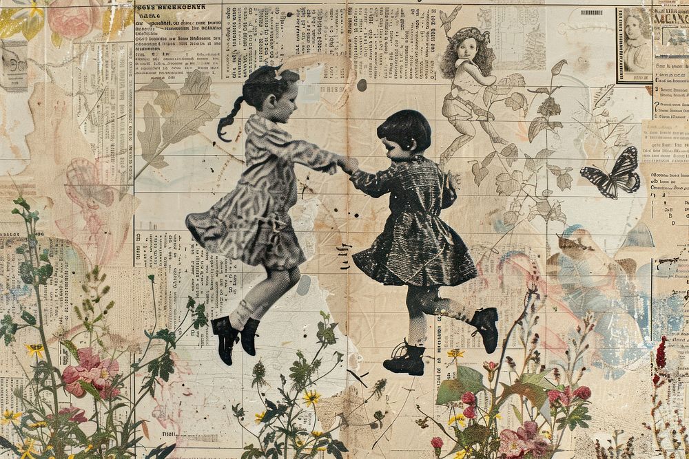 Children dancing ephemera border collage | Premium Photo Illustration ...