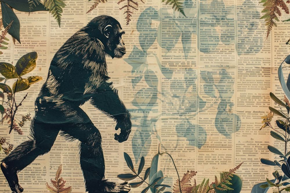 Ape man evolution walking ephemera | Premium Photo Illustration - rawpixel