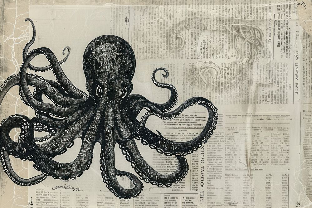 Octupus ephemera border octopus drawing | Premium Photo Illustration ...