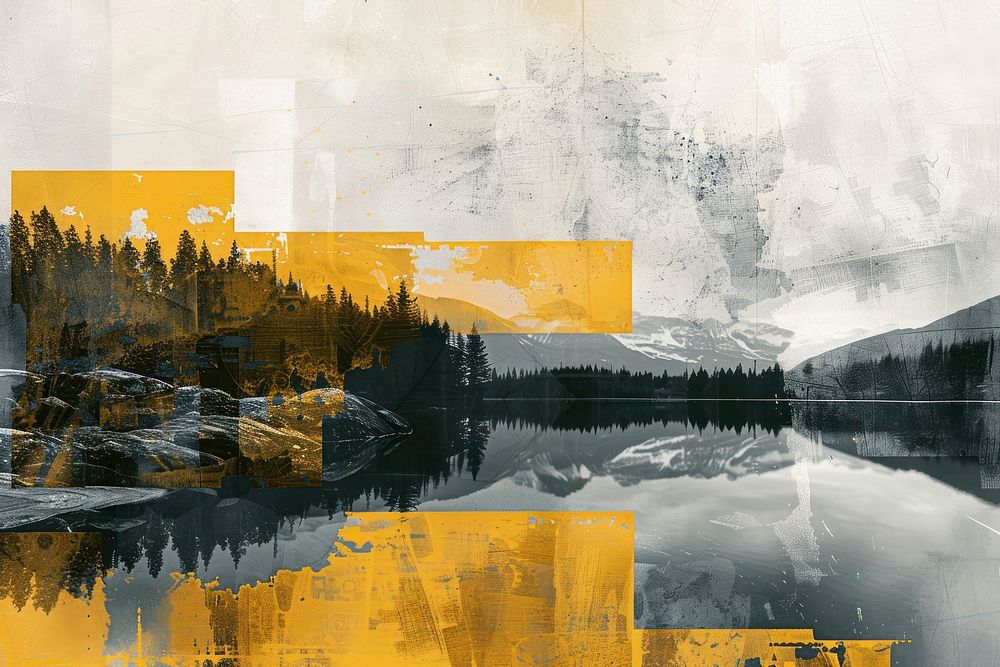 Lake collage landscape painting. | Free Photo Illustration - rawpixel