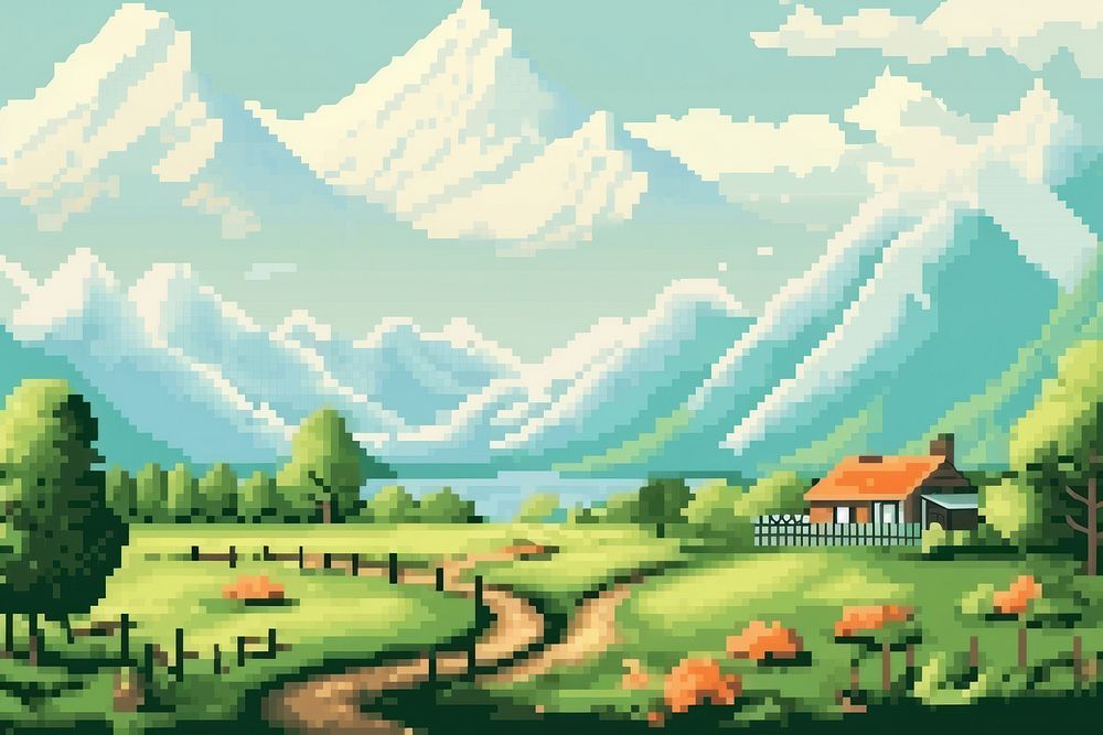 Cross stitch farm landscape countryside | Free Photo Illustration ...