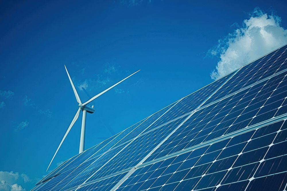 Wind turbine solar panels outdoors | Free Photo - rawpixel