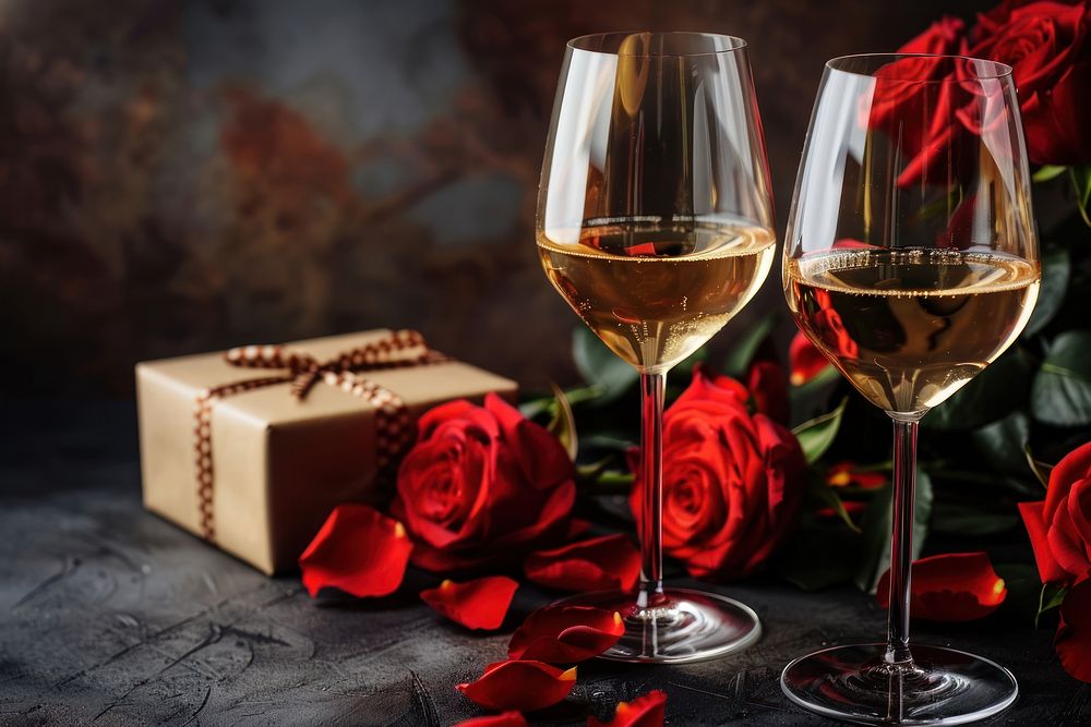 Glass wine rose countryside. | Free Photo - rawpixel