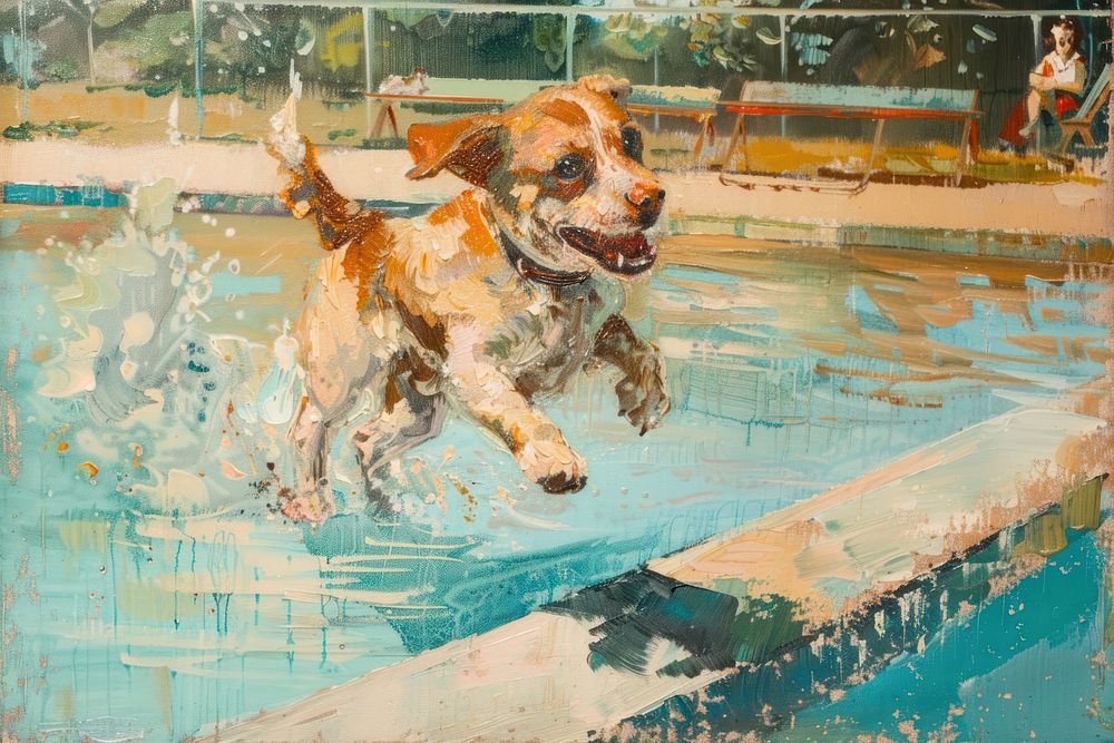 Dog play pool dog jacuzzi | Free Photo Illustration - rawpixel